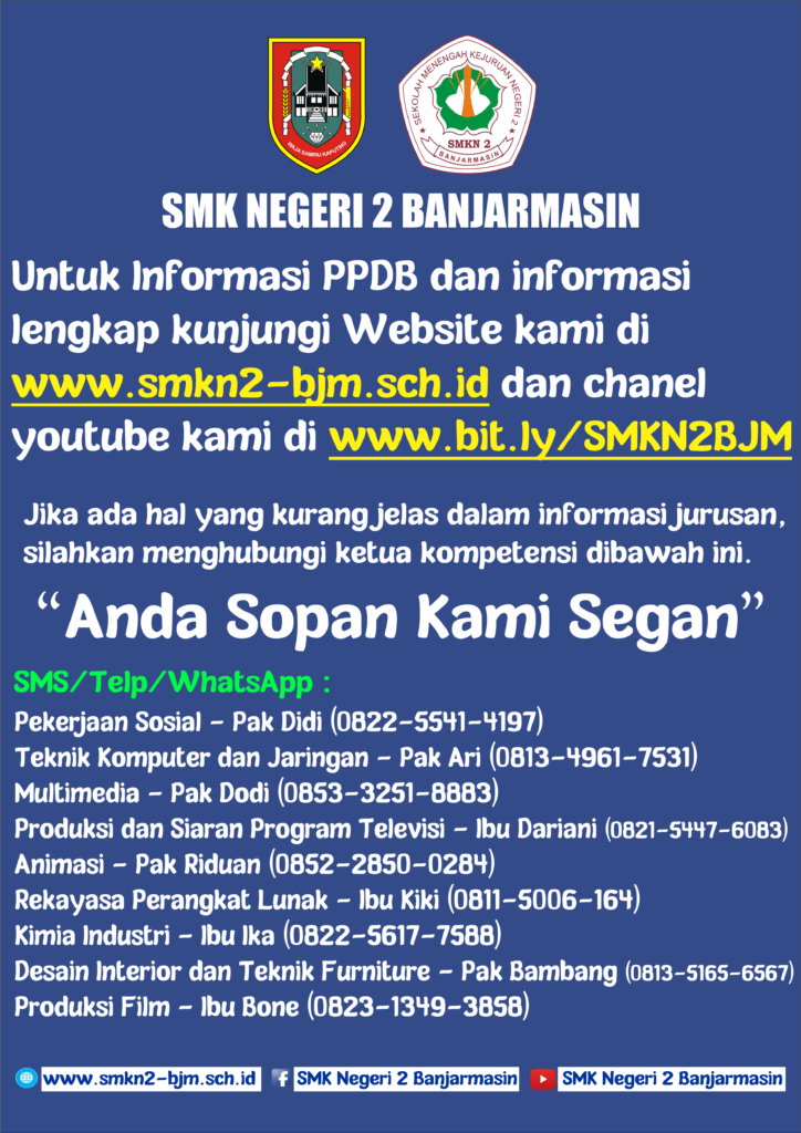 Penerimaan Peserta Didik Baru (PPDB) Online Tahun Ajaran 2020/2021 – SMK Negeri 2 Banjarmasin